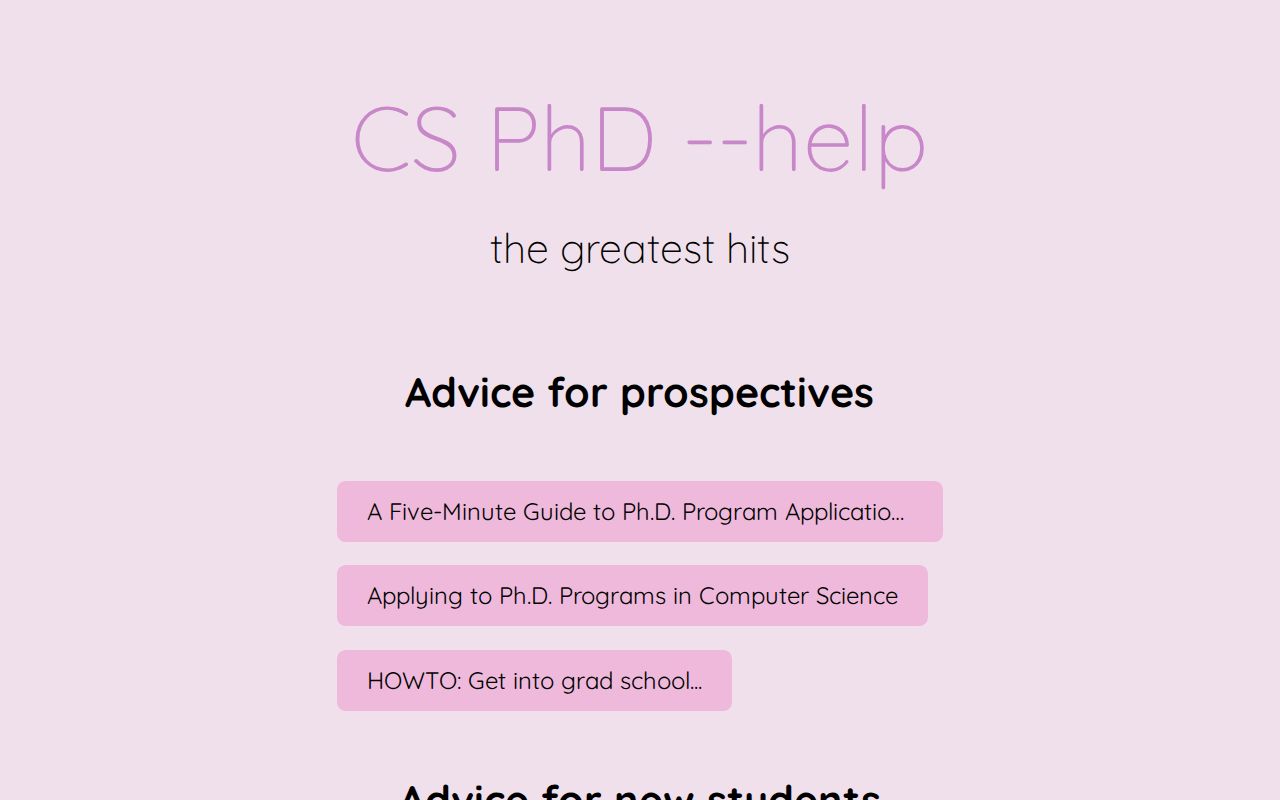 Computer Science PhD --help